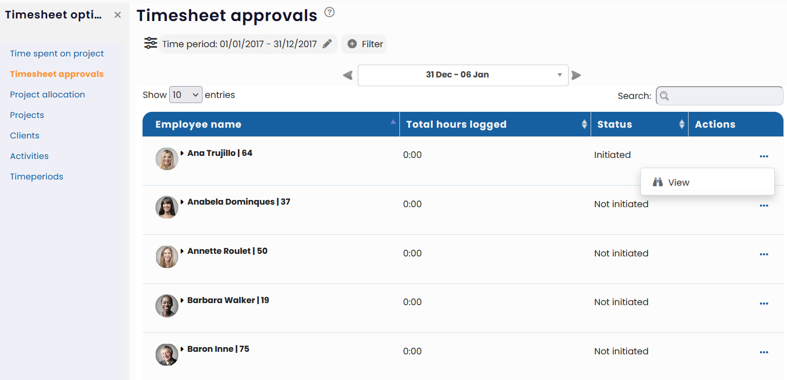 View Subordinate's Timesheet - Empxtrack