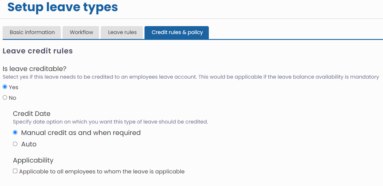 Configure Leave Credit Rules - Empxtrack Configure Leave Credit Rules - Empxtrack